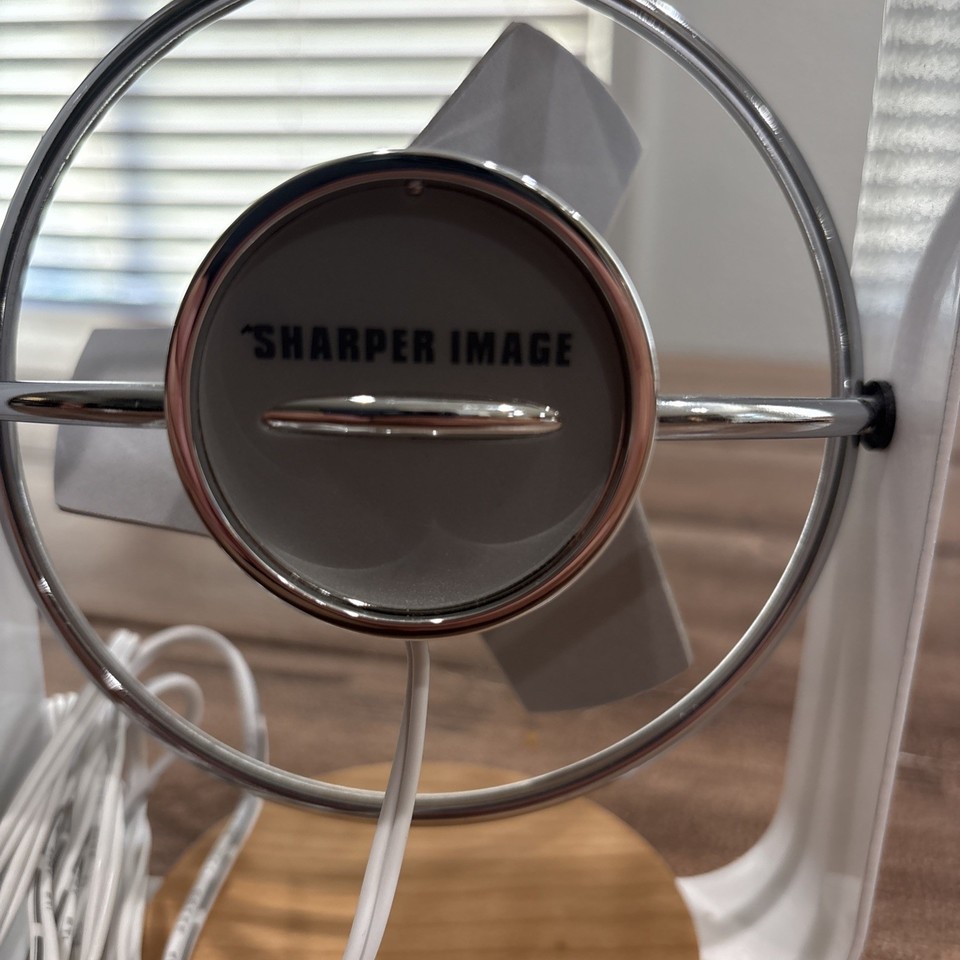 Sharper Image White Soft Blade 2-Speed Small Desk USB Powered Quiet Fan ...