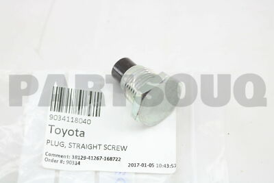 9034118040 Genuine Toyota PLUG (FOR REAR AXLE HOUSING DRAIN) 90341 ...