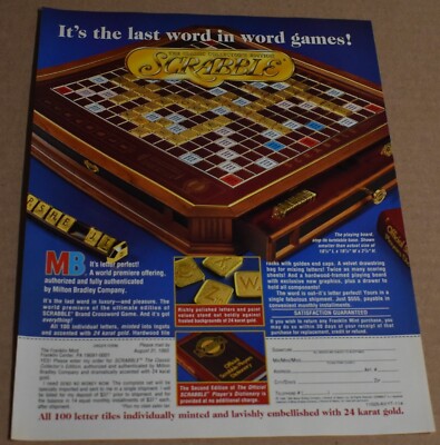 1993 Print Ad Classic Collector's Edition Scrabble 24k Gold Letters ...
