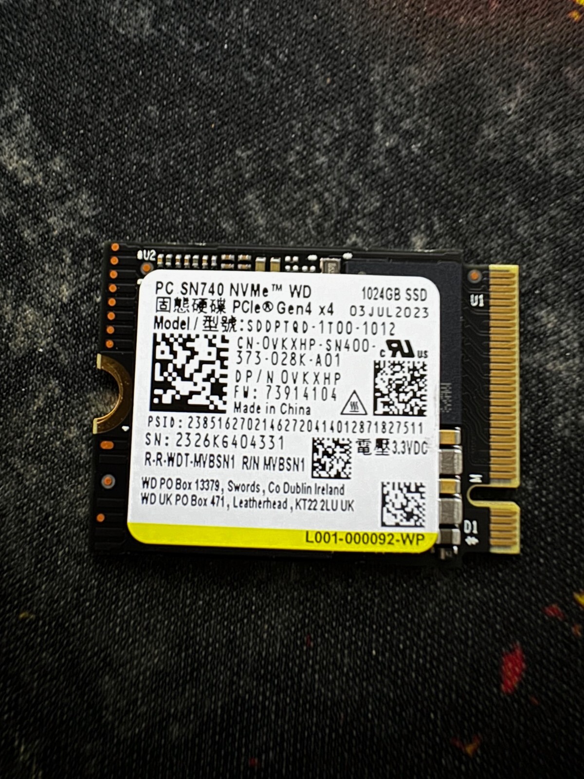 WD PC SN740 1TB M.2 2230 SSD NVMe PCIe 4x4 | Grelly UK