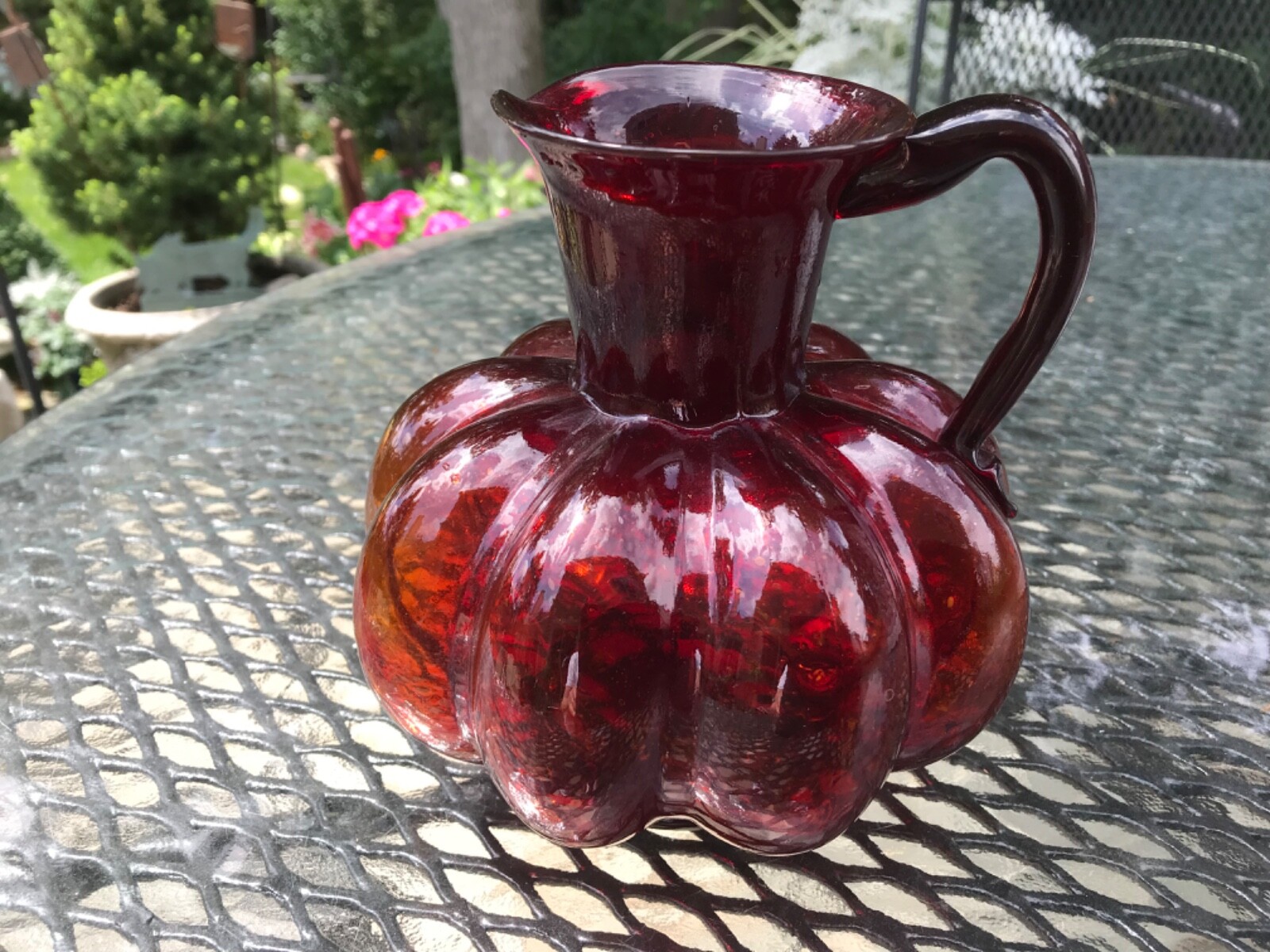 CANTALOUPE/MELON (Narrow Neck) PITCHER CLEVENGER BROTHERS RUBY 1946 ...
