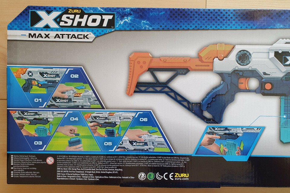 X-SHOT MAX ATTACK ZURU vs. Nerf - 24 Pfeile 3 Dosen Dartblaster Shotgun ...