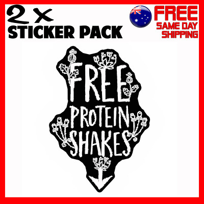 2 x Stickers - Free Protein Shakes - Car Bumper Funny Novelty Sticker ...
