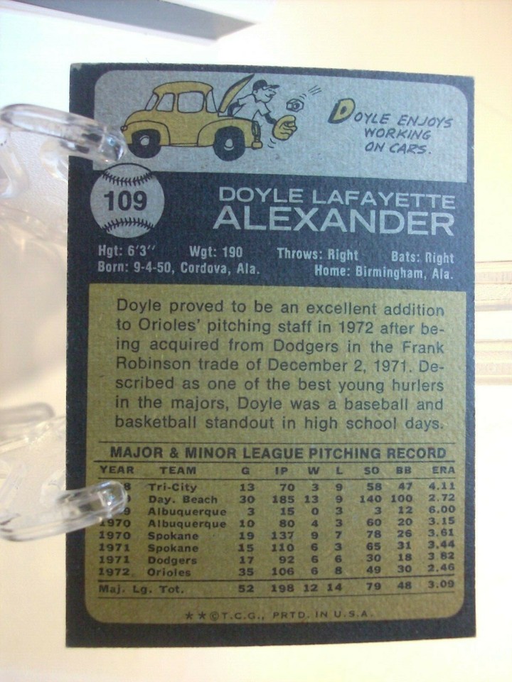 1973 Topps Baseball Card #109 Doyle Alexander (86404) | eBay