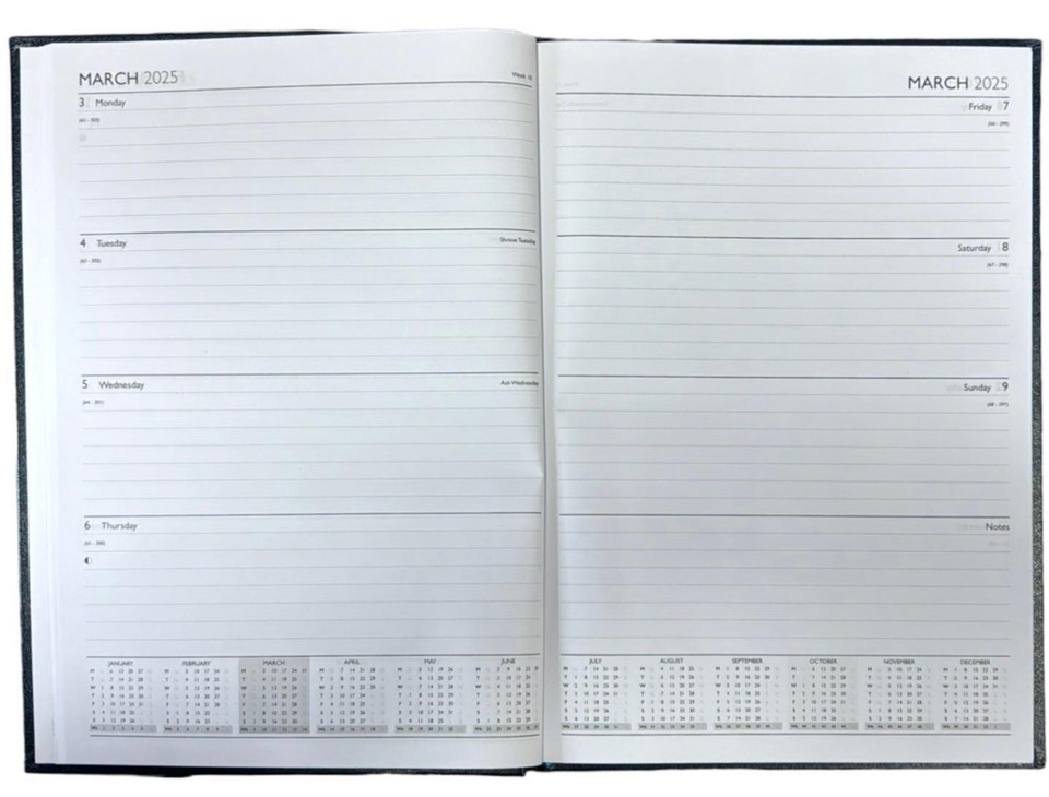 2025 A4 A5 A6 Day to Page / Week To View Diary Full Year Planner Desk ...