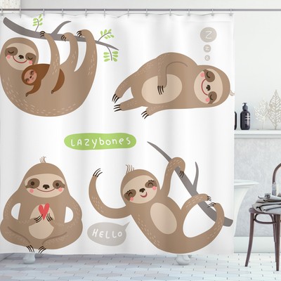 Sloth Shower Curtain Kids Collection Animal Print for Bathroom | eBay