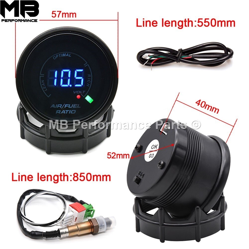 2" 52mm Air Fuel Ratio Gauge LED Digital Display W/ Narrowband O2 ...