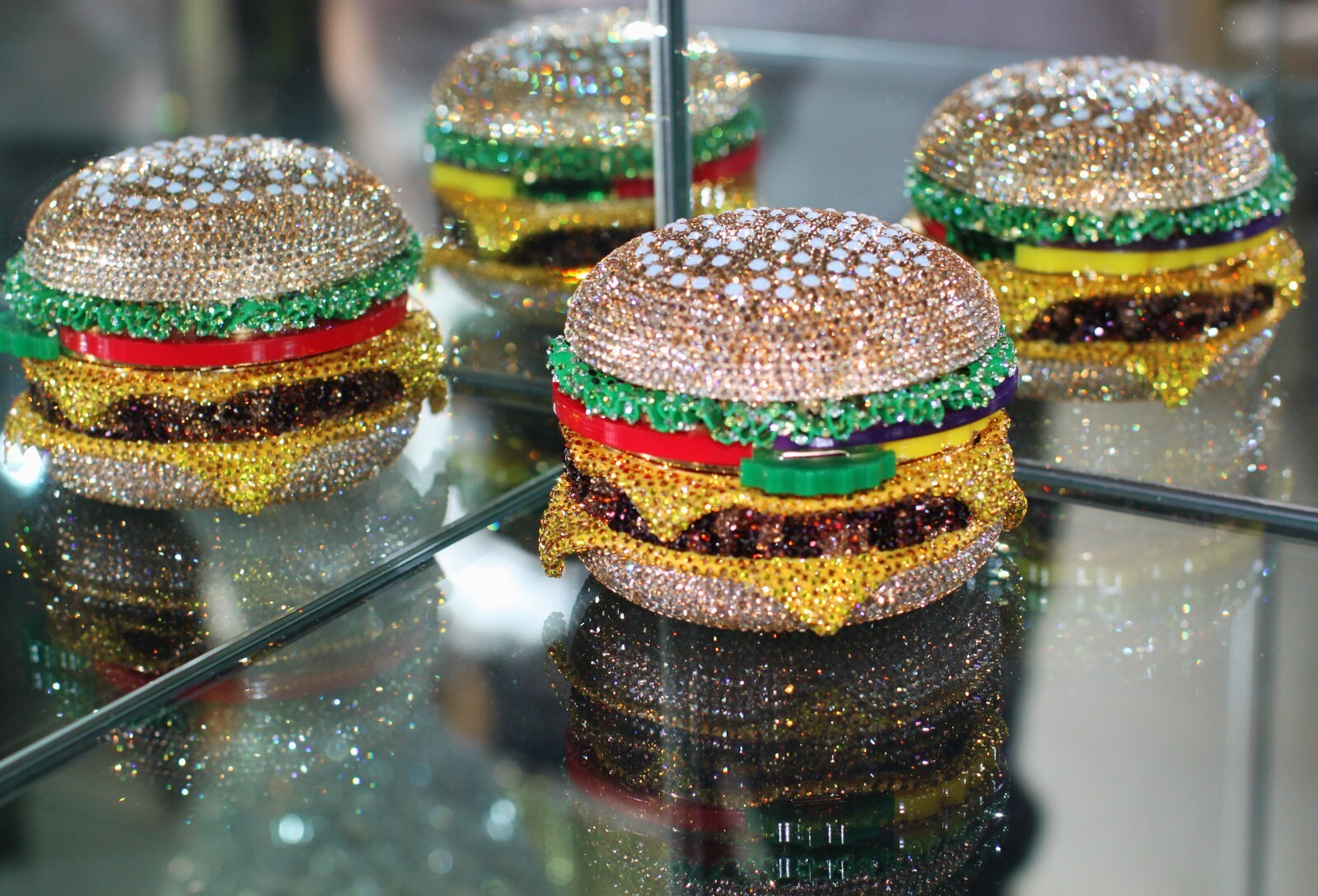 Judith Leiber HAMBURGER Clutch PURSE Swarovski Crystal Shoulder Bag ...