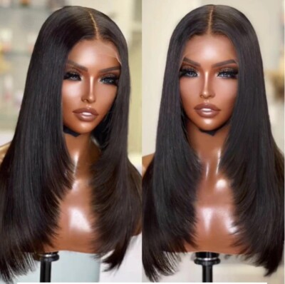22 inch Human Hair Wig Natural Dark Brown Straight Premium quality | eBay