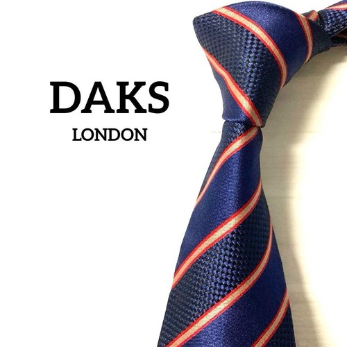 DAKS Silk Tie Striped Navy Red Classic Men's Accessories | eBay