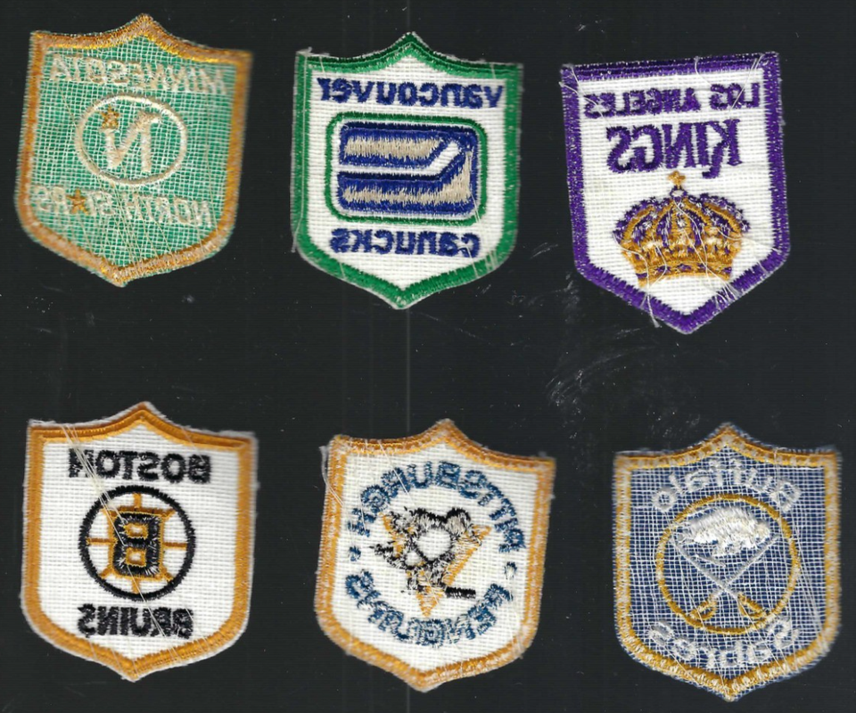 VINTAGE NHL HOCKEY PATCH LOT X 6 KINGS, PENGUINS, BRUINS, CANUCKS ...