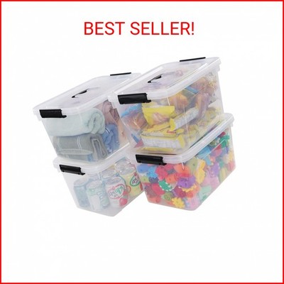 5 Liter Clear Storage Box, 4-Pack Plastic Latching Box with Lid | eBay