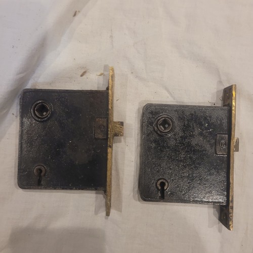 2 Vintage Russwin Mortise Lock Door Hardware Salvage Skeleton Keyhole ...