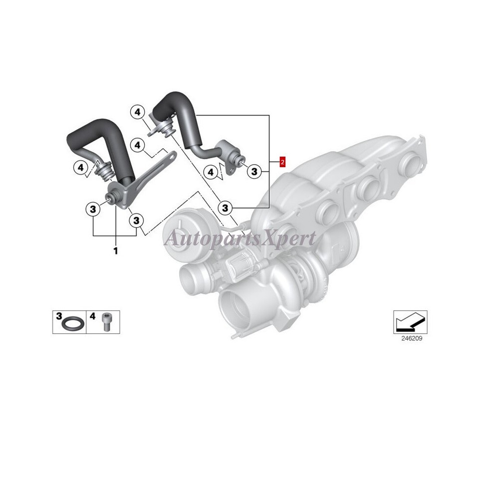 For BMW E84 F25 F15 F10 F20 X3 X5 Turbocharger Coolant Hose 11538663516 ...