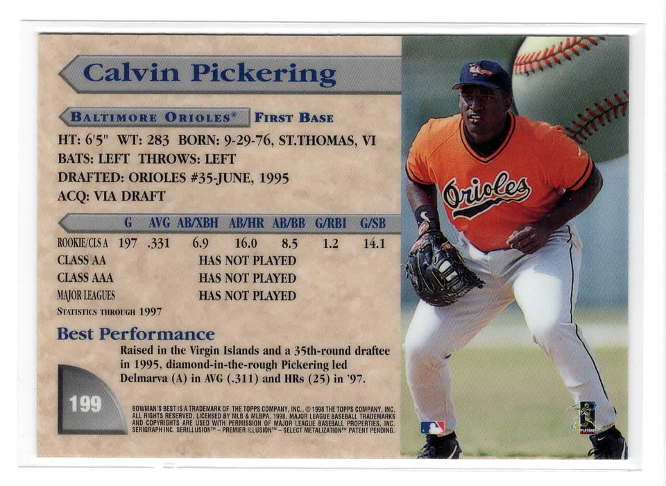 1998 Bowman's Best Baseball Card - Calvin Pickering #199 | eBay