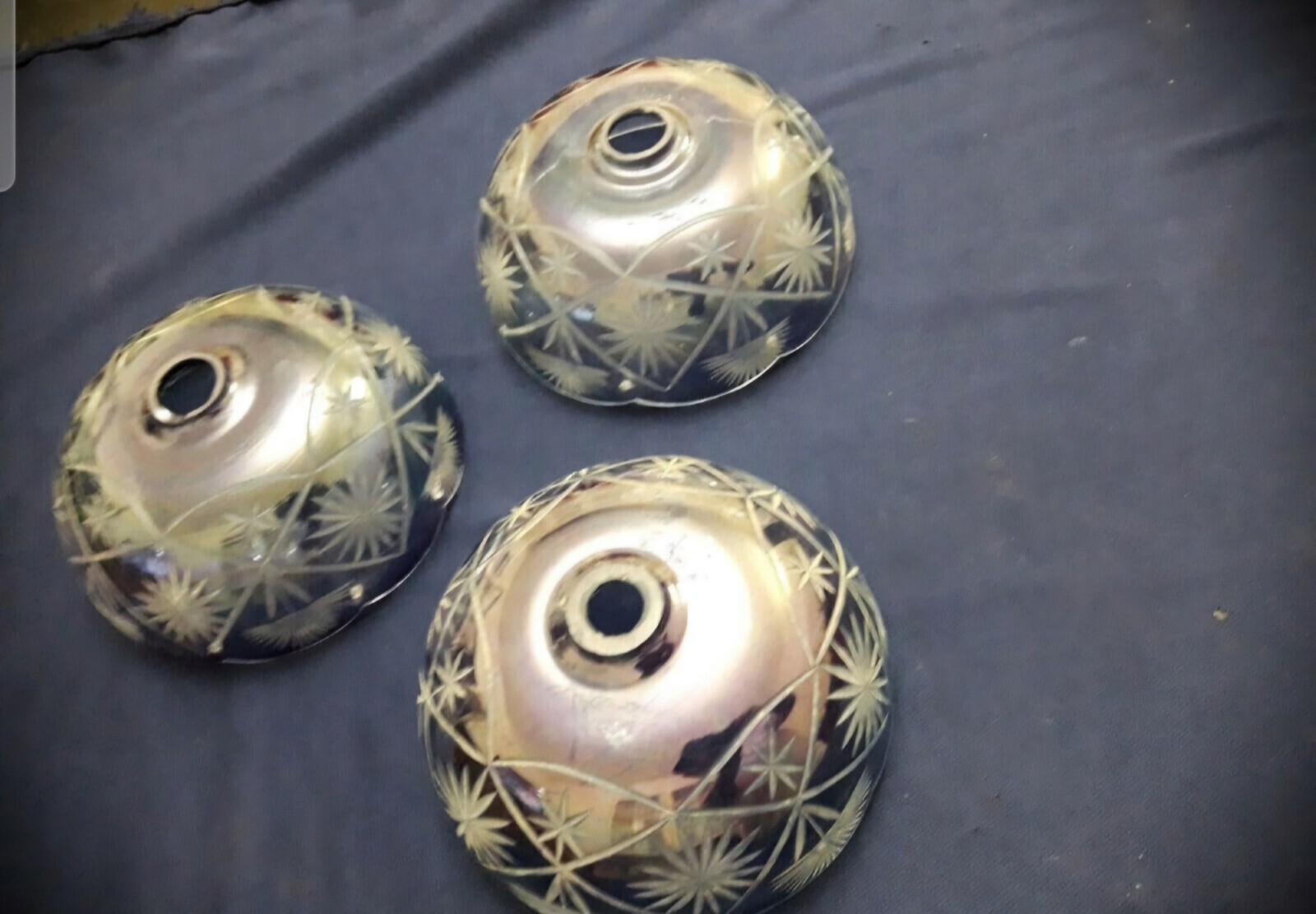 Set of 3 Large blue BOBECHE cut glass for chandelier or lamp parts | eBay