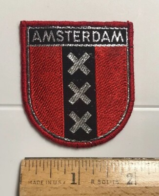 Amsterdam The Netherlands XXX City Flag Souvenir Red Black Woven Patch ...