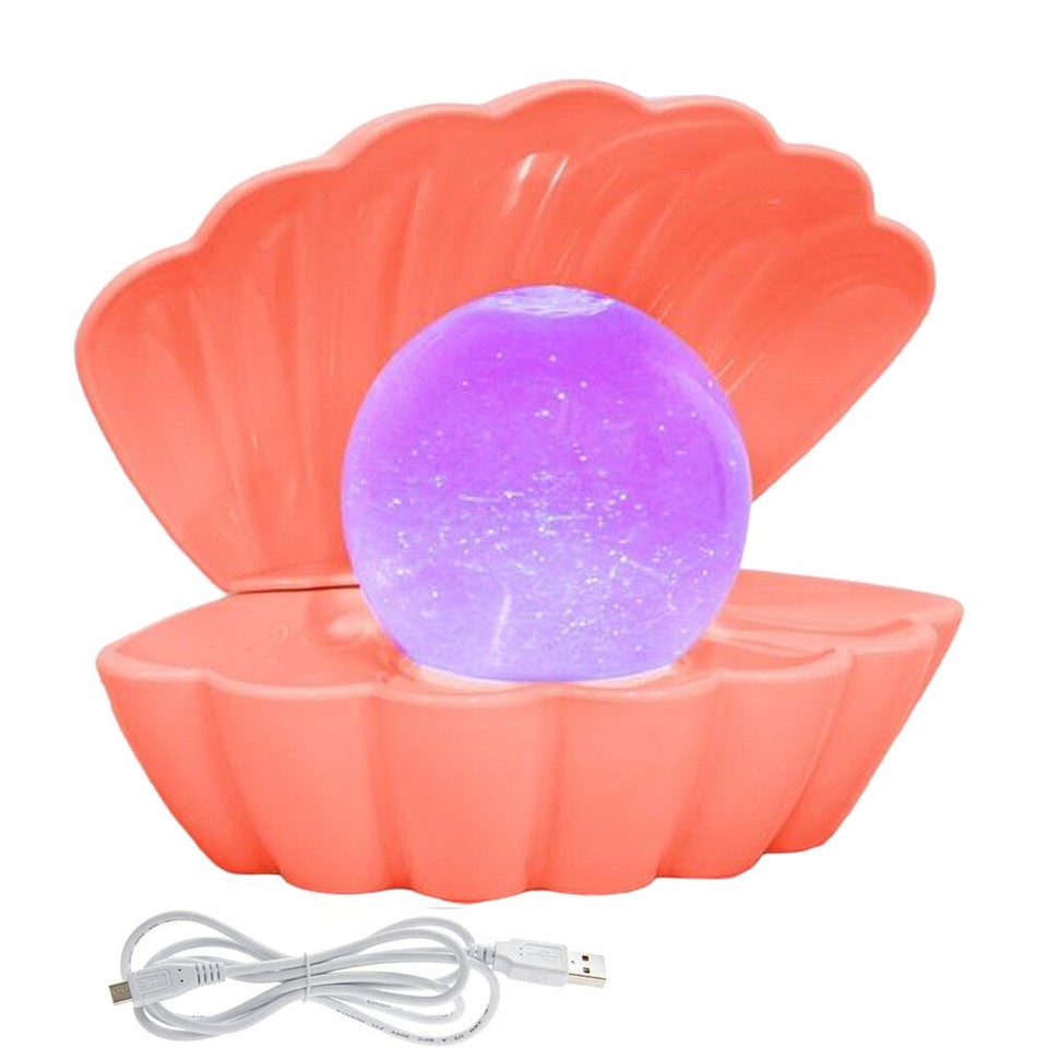 Glitter Pearl Sea Shell Colour Changing LED Mood Light - Colour Choice ...