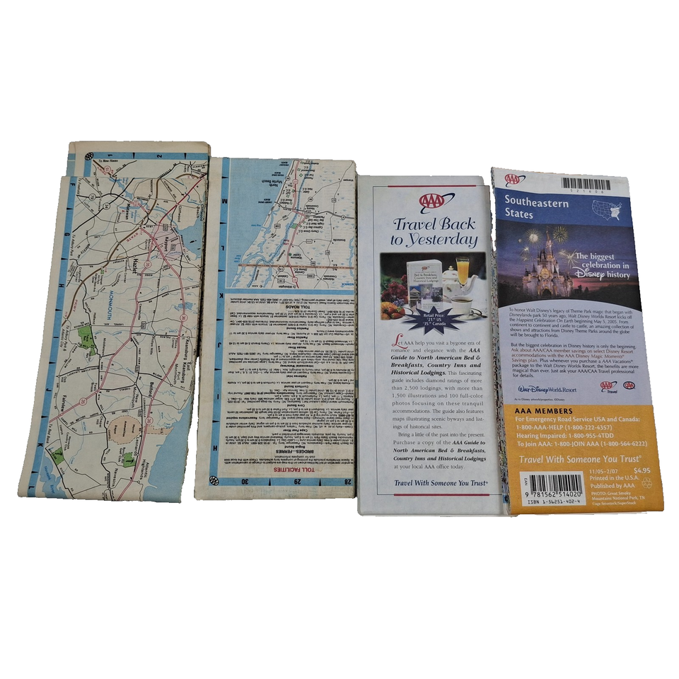 Vintage AAA Road Map Bundle – Metro NYC, Carolinas, Southeast US & US ...