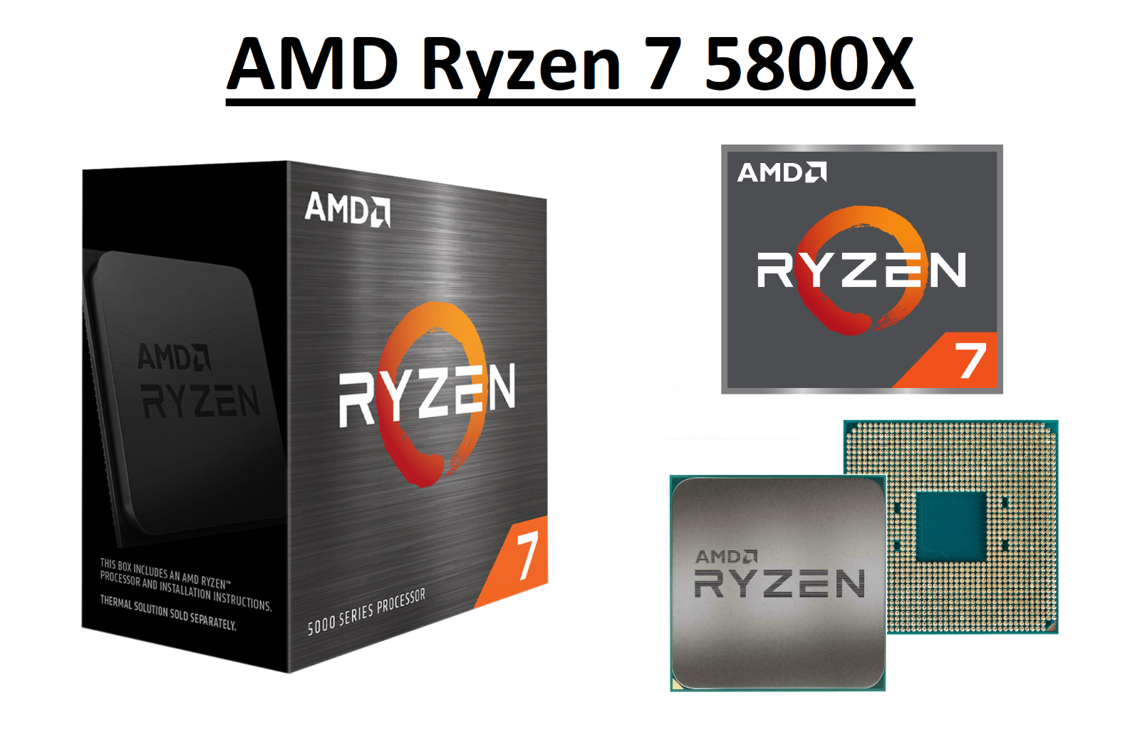 AMD Ryzen 7 5800X Desktop Processor (4.7GHz, 8 Cores, Socket AM4) Tray ...
