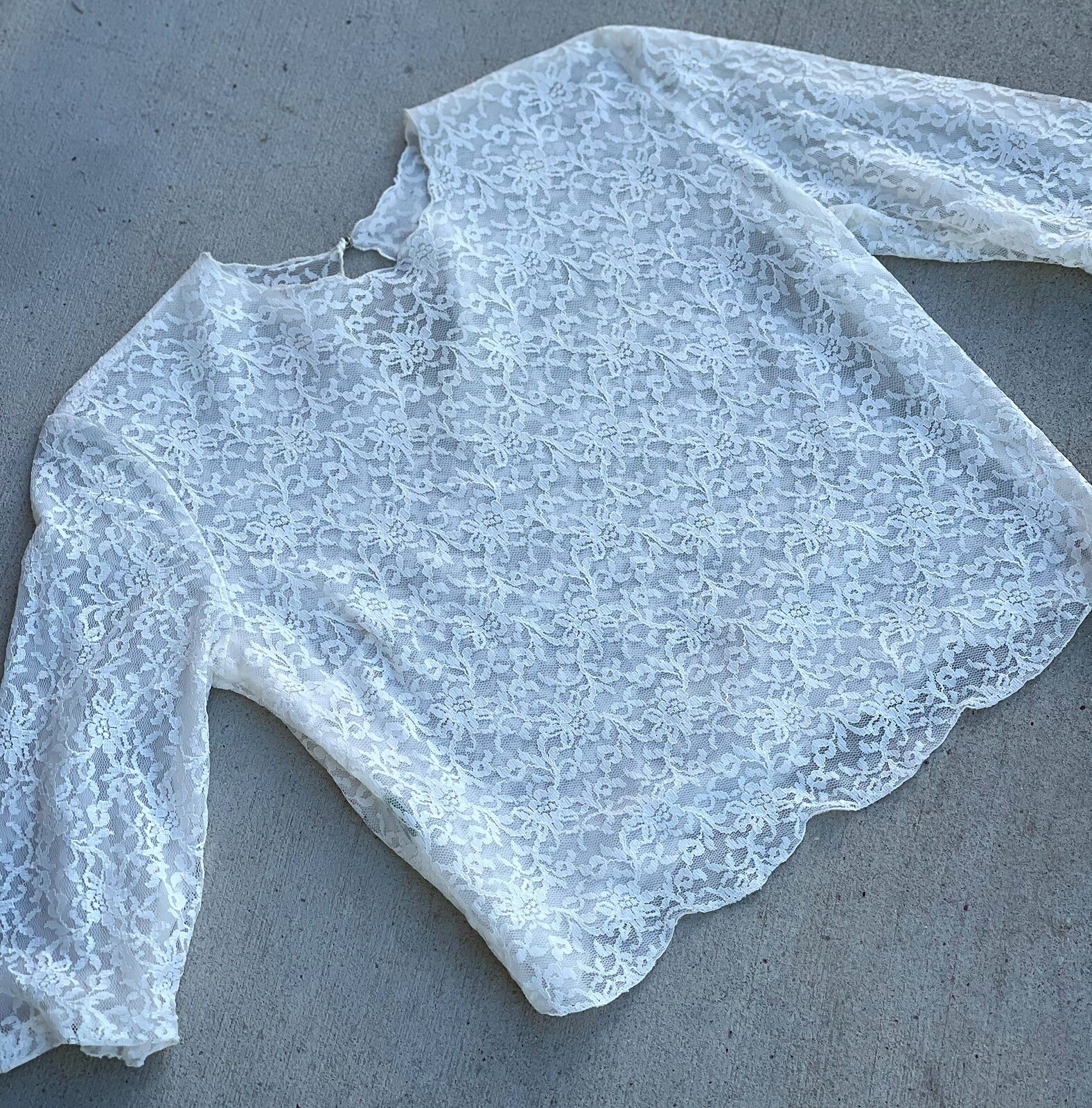 Vintage 1950’s Sheer White Lace Blouse - Gem