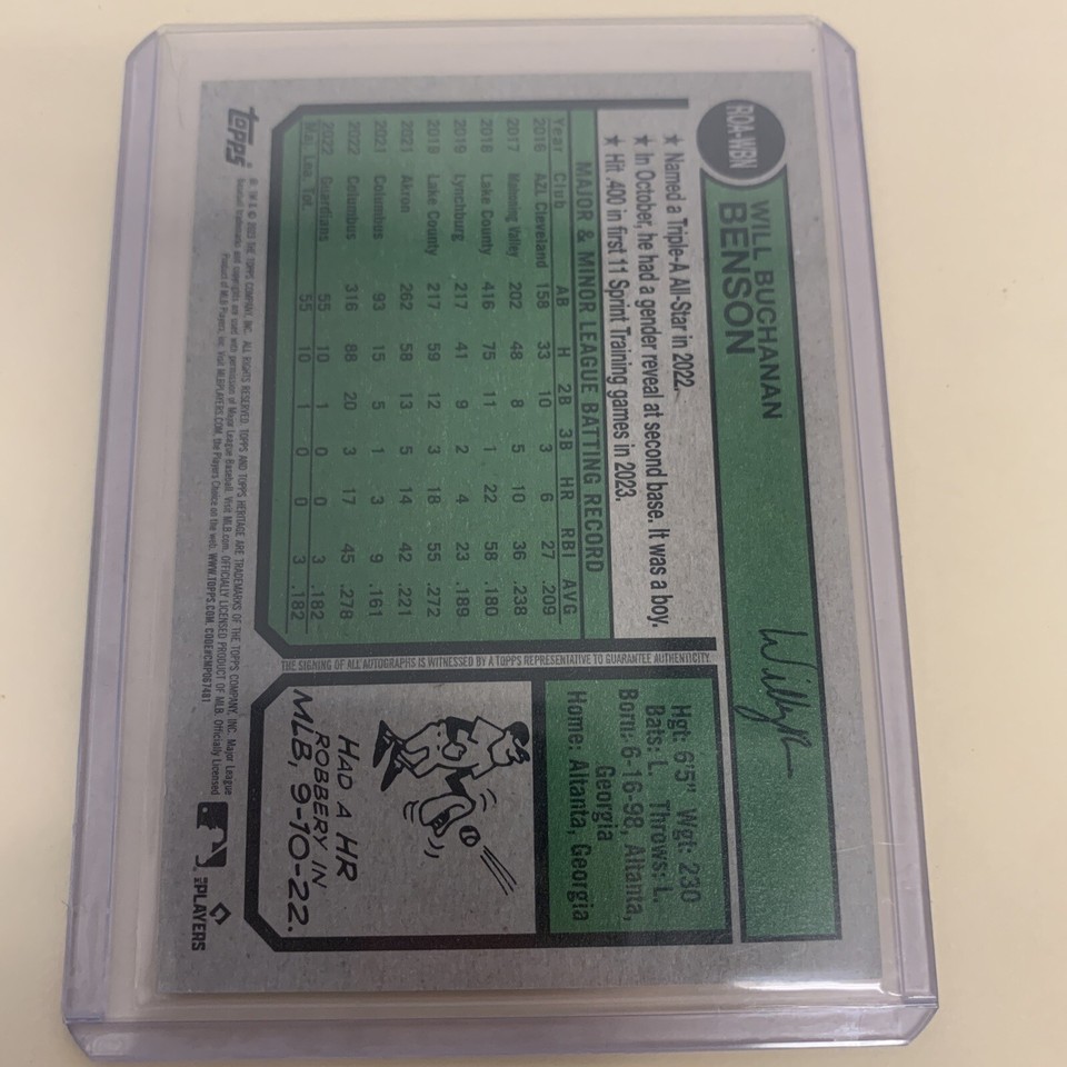 2023 Topps Heritage High Number Will Benson Autograph Auto RC #ROA-WBN ...