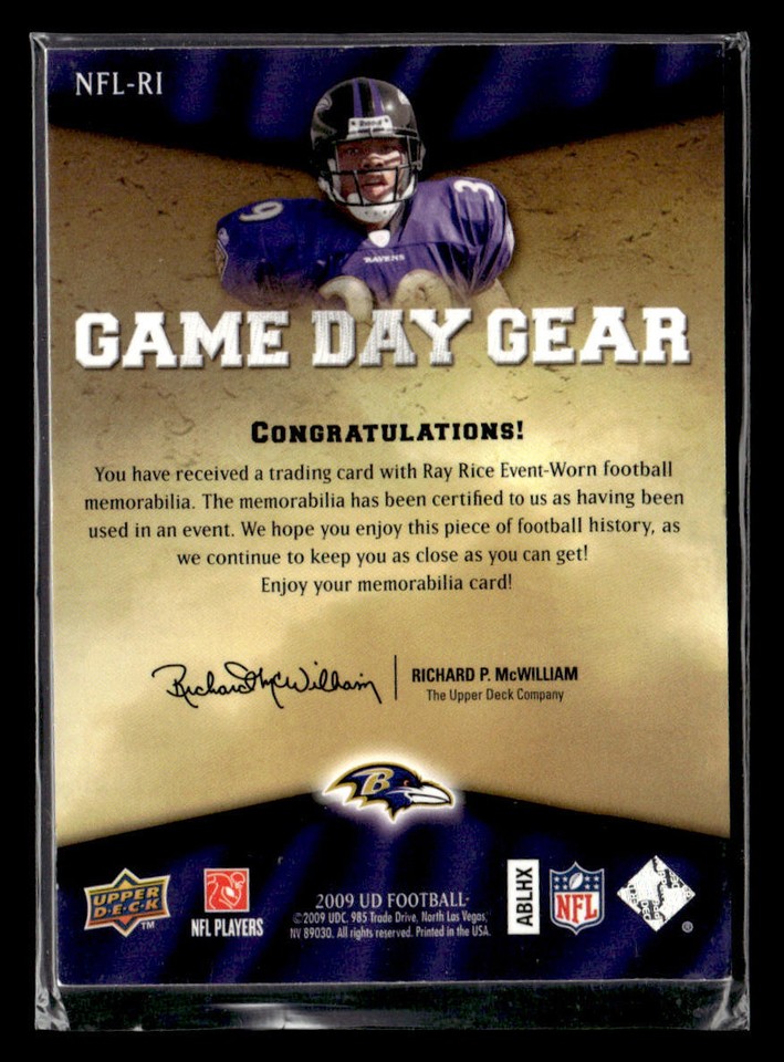 2009 Upper Deck #NFL-RI Ray Rice jersey card Baltimore Ravens | eBay
