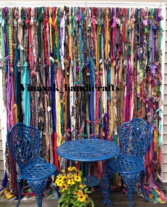 100 Strands, Bohemian gypsy rag Window Bohemian Valance Indian Backdrop ...