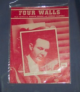 Four Walls by Jim Reeves 1957 Sheet Music G-VG | eBay