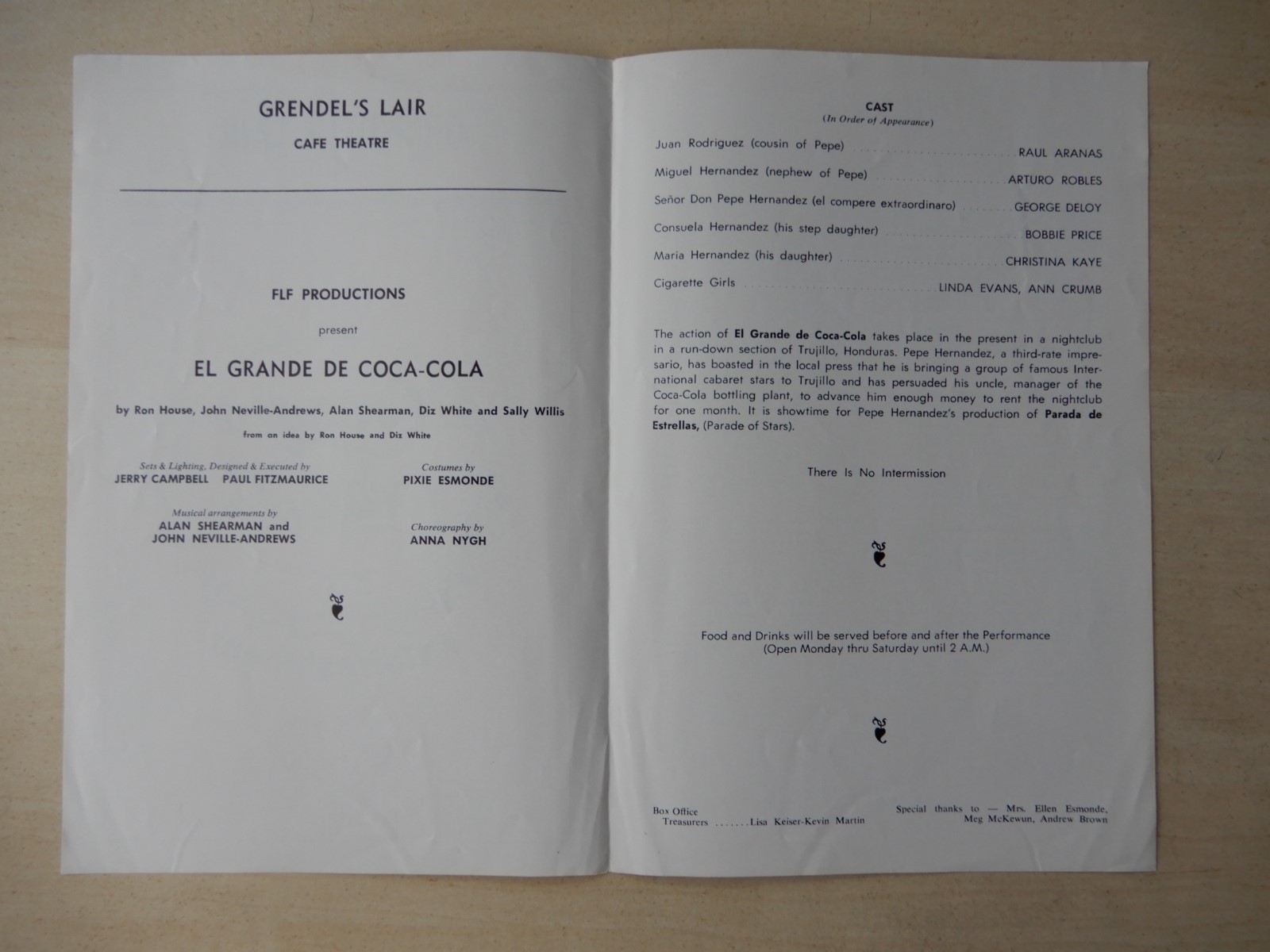 1977 - Grendel's Lair Theatre Playbill - El Grande De Coca-Cola ...