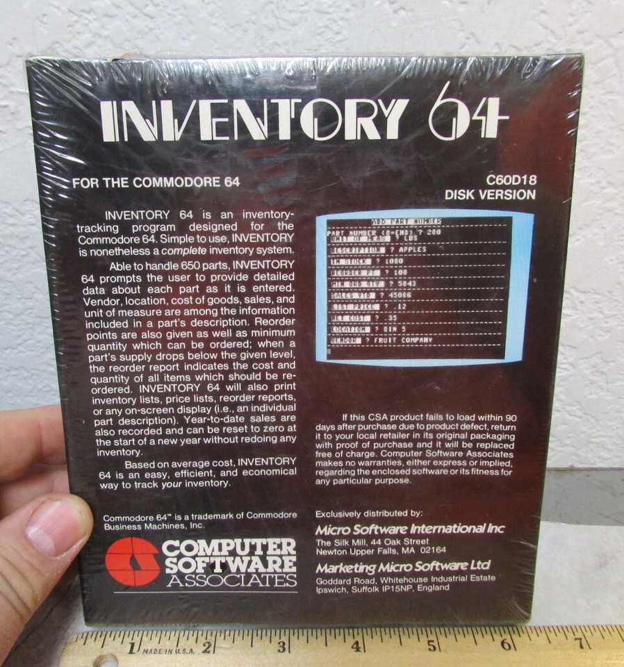 Commodore 64 Inventory 64 program C60D18 new in factory sealed box ...