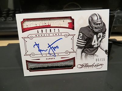 Panini Flawless Ruby Autograph Jersey Greats 49ers Auto Ronnie Lott 06/ ...