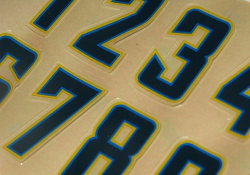 SAN DIEGO CHARGERS Football Helmet Numbers Decals Sheet #0-9 MINI Size ...