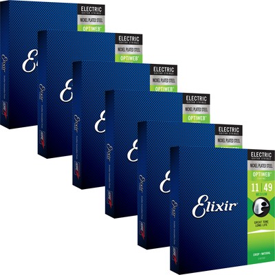 6 Sets Elixir 19102 Nickel OPTIWEB Electric Guitar Strings, Medium 11 ...