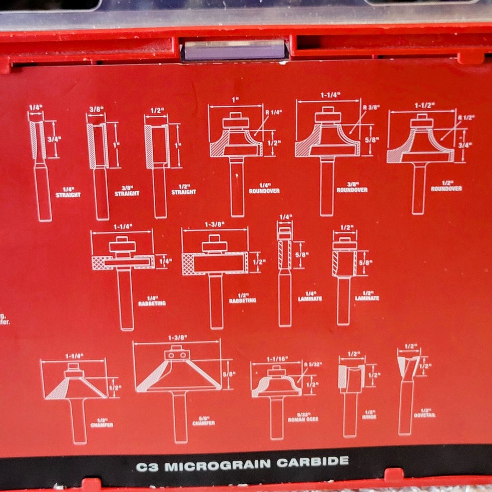 BAUER 15 PIECE Carbide Router Bit Set(most Bits Never Used & Minor Use ...
