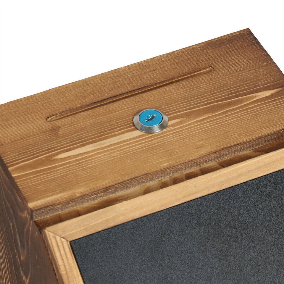 Rustic Solid Burnt Wood Suggestion Box Donation Tip Collector with ...