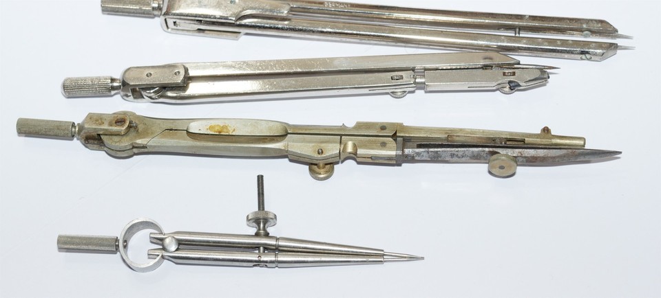 Vintage Assorted 6pc Lot Drafting Compasses & Dividers Machinist Tools ...