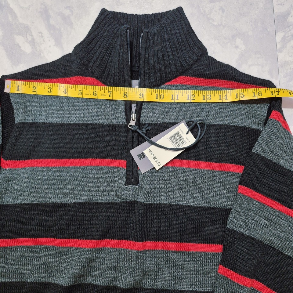 NWT PJ Mark Classic Striped 1/4 Zip Mock Neck Knit Sweater Lightweight ...