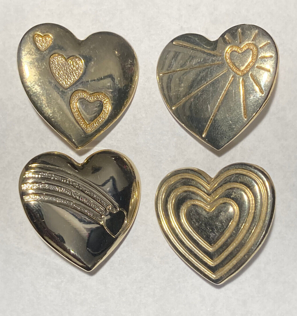Set Of x4 Variety Club Pin Badges Gold Heart | eBay UK