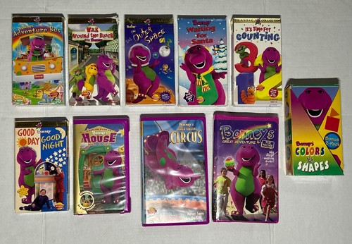 Barney 10 VHS lot: Outer Space,Circus, Great Adventure, Colors & Shapes ...