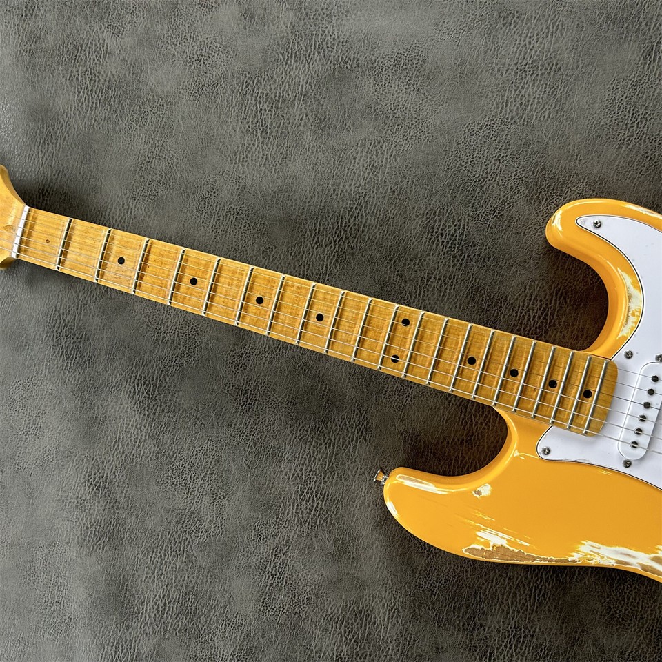 Your Dream Custom Electric Guitar in Worn Yellow with a Maple ...