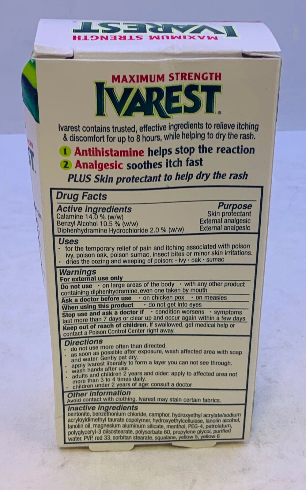 Ivarest Poison Ivy Itch Relief Cream MAXIMUM Strength - 2 Oz for sale ...