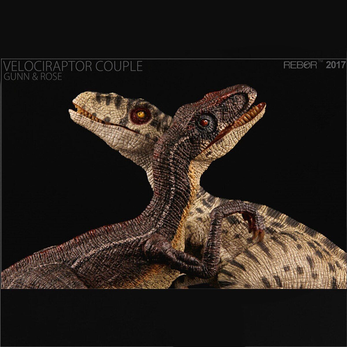 REBOR Velociraptor Couple GUNN & ROSE Figure Squatting Raptor Dinosaur ...
