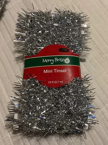 12 Foot Ft. Mini Silver Tinsel Merry Brite CVS Pharmacy Decoration ...