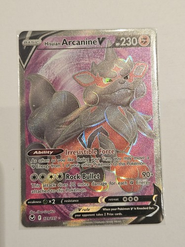 Pokémon TCG Card Hisuian Arcanine V Full Art 179/195 Ultra Rare Silver ...