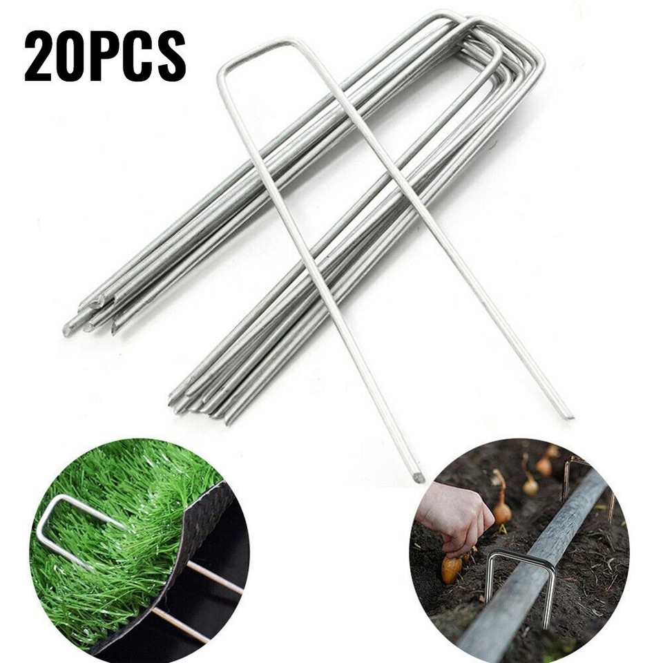 20pcs Metal U Shaped Turf Pin Ground Staple??s Garden Tent Securing ...