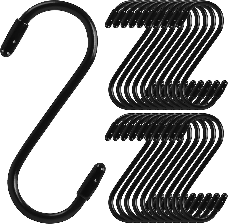 20PCS S-Hooks, 1.4″ X 3″ Metal Hooks with Anti-Rust Anti-Slip Rubber ...