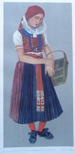 Fritzi Mally WISCHAUER BAUERNMÄDCHEN Tracht Sudetenland 1943 Druck art ...