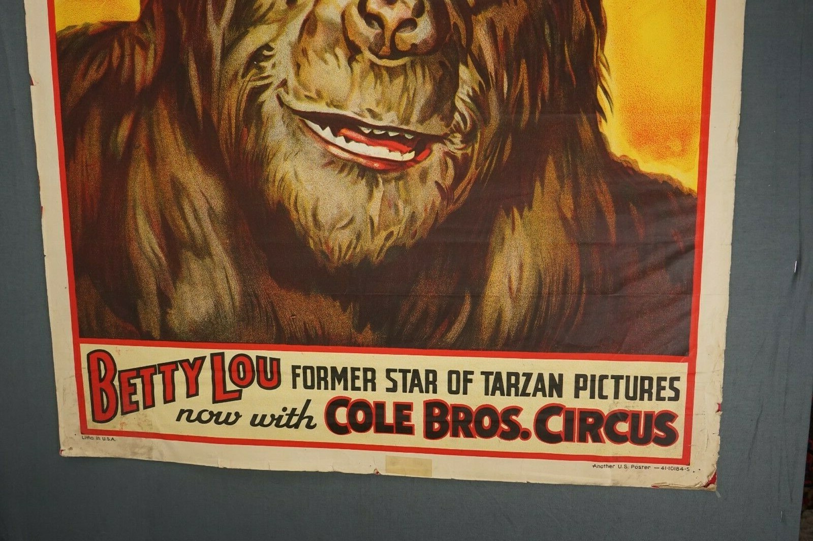 Original 1940's Cole Bros. Circus Poster Betty Lou of Tarzan Movies 28 ...