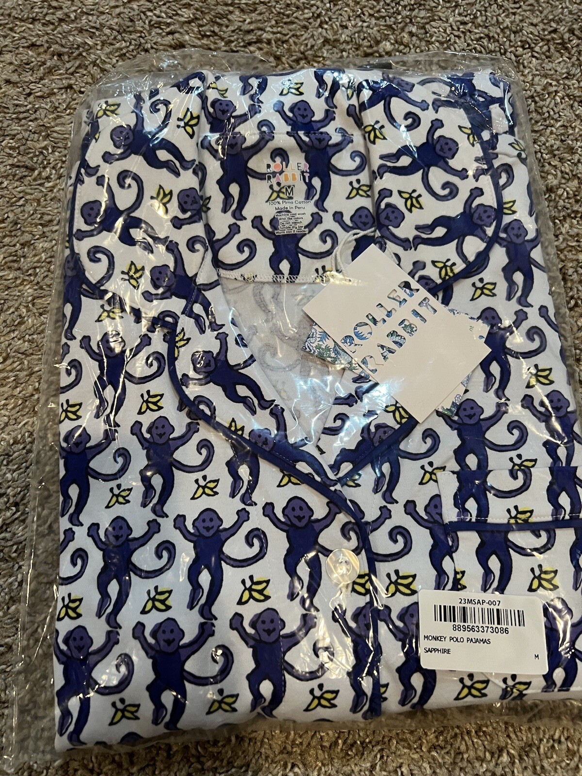 Roberta Roller Rabbit sapphire blue monkey polo pajamas size medium | eBay